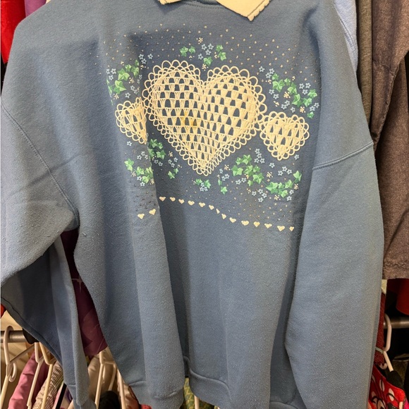 Vintage | Sweaters | Vintage Blue Heart Sweater | Poshmark